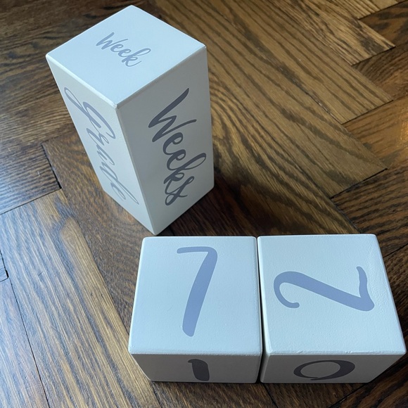 Other | Milestone Solid Wooden White Blocks With Numbers Months Years ...